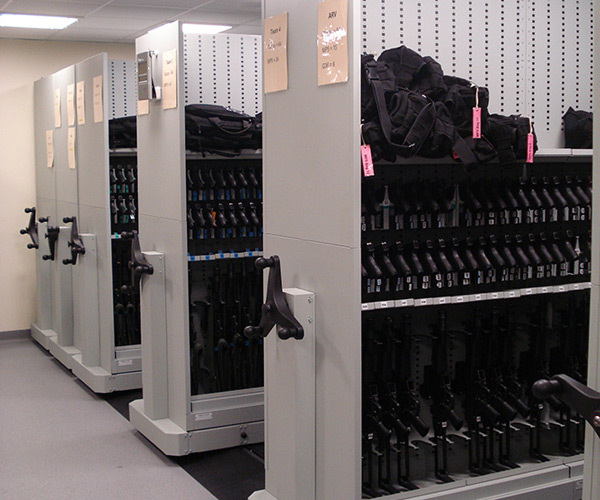 Weapons Racking installed on Mobile Carriages | FWS Europe